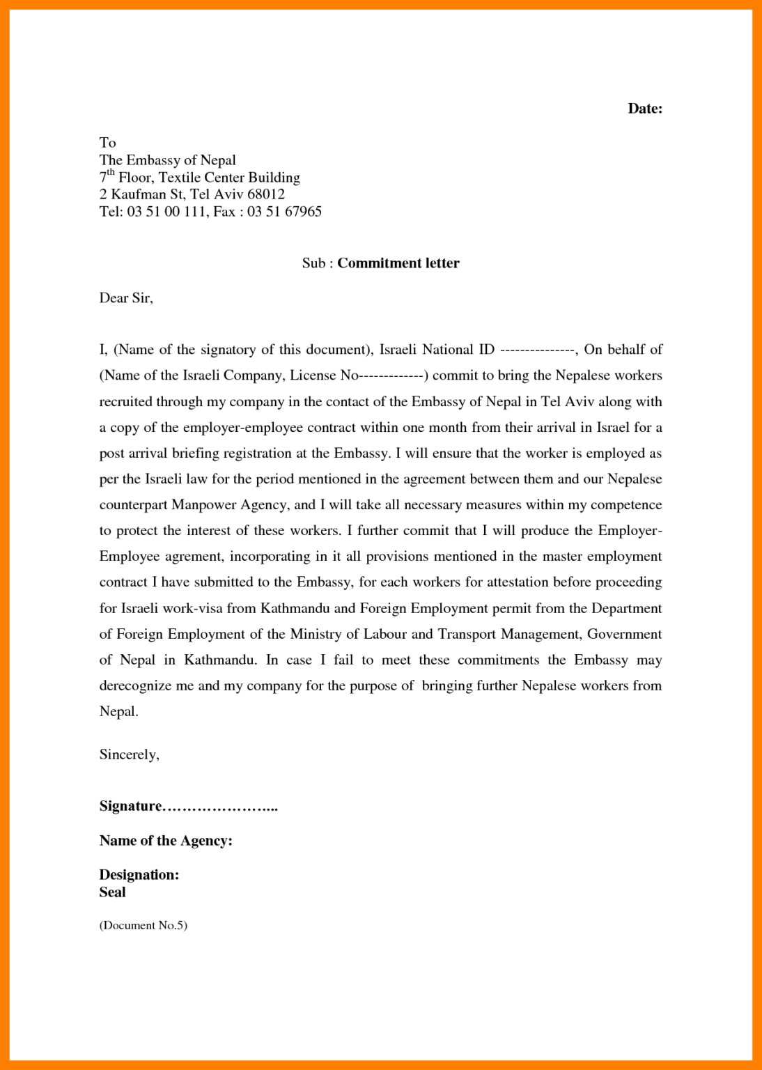17 Images Of Employee Commitment Statement Template Inside Letter Of 
