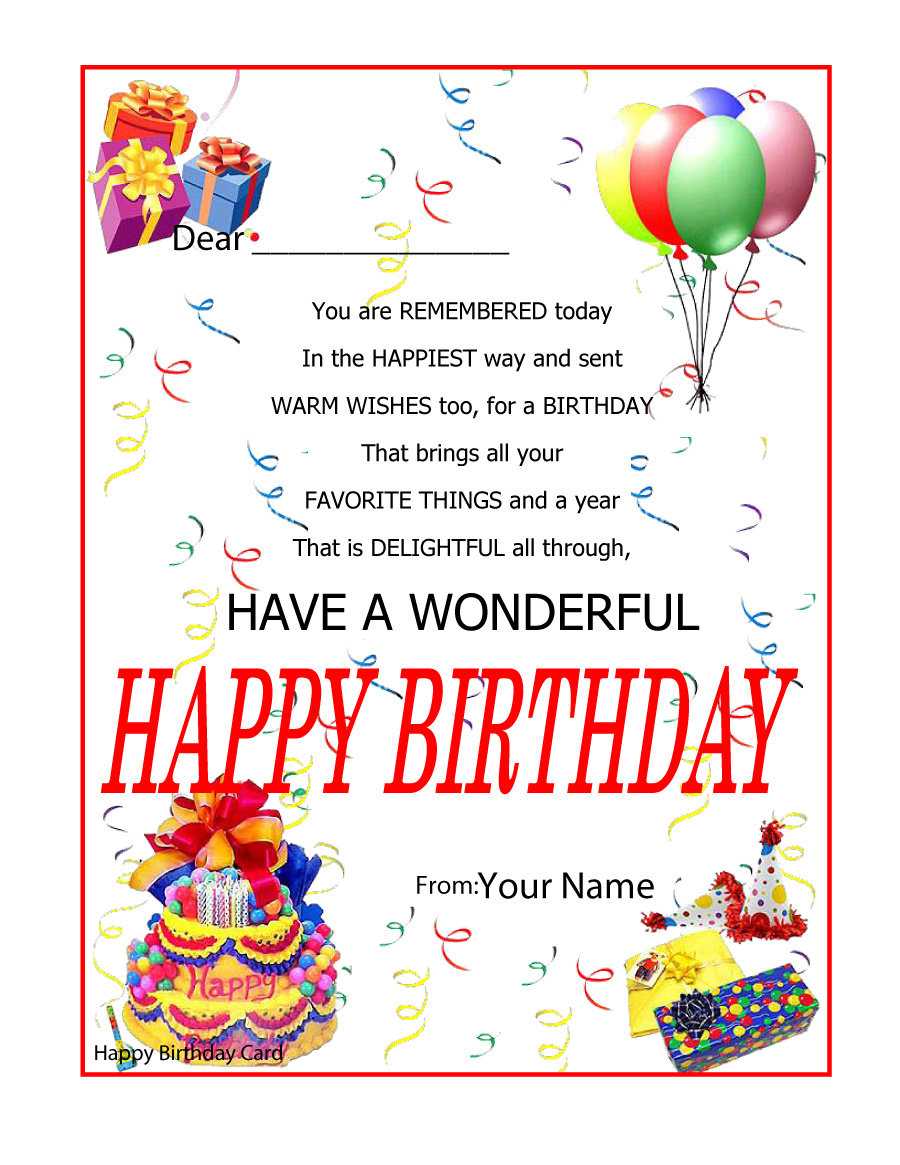 Microsoft Word Birthday Card Template Best Template Ideas