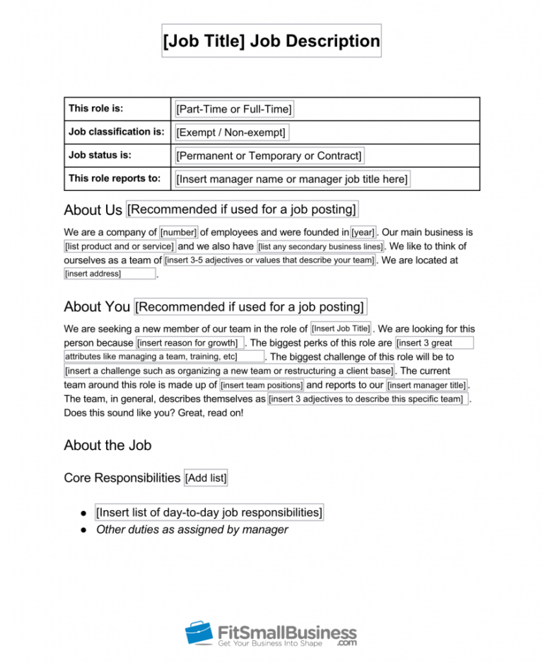 Job Description Template Shrm Best Template Ideas