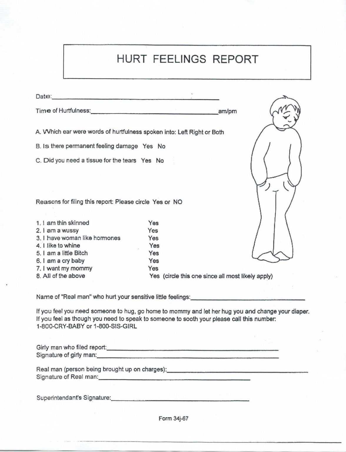 Hurt Form Within Hurt Feelings Report Template Best Template Ideas