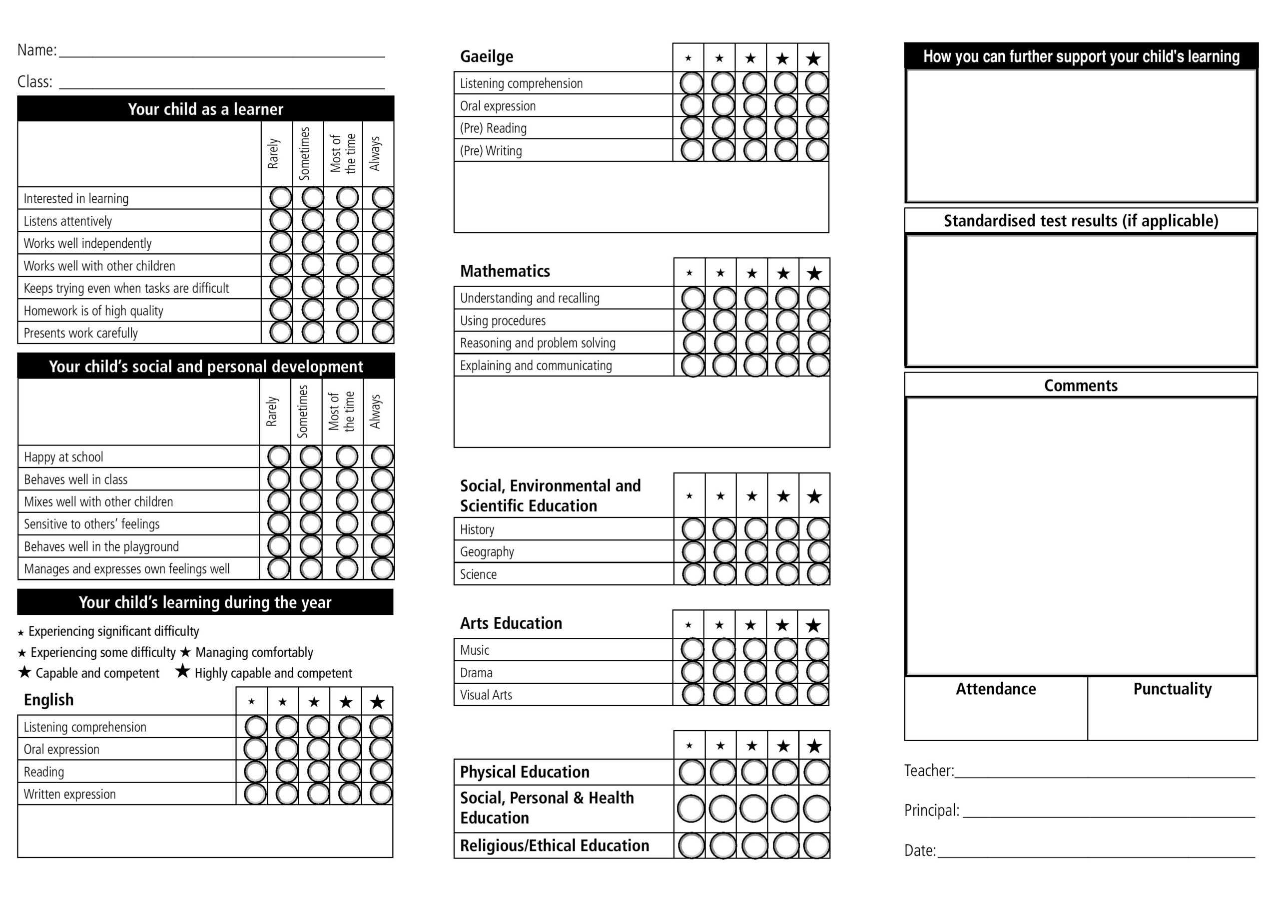 Report Card Template 33 Free Word Excel Documents For Homeschool