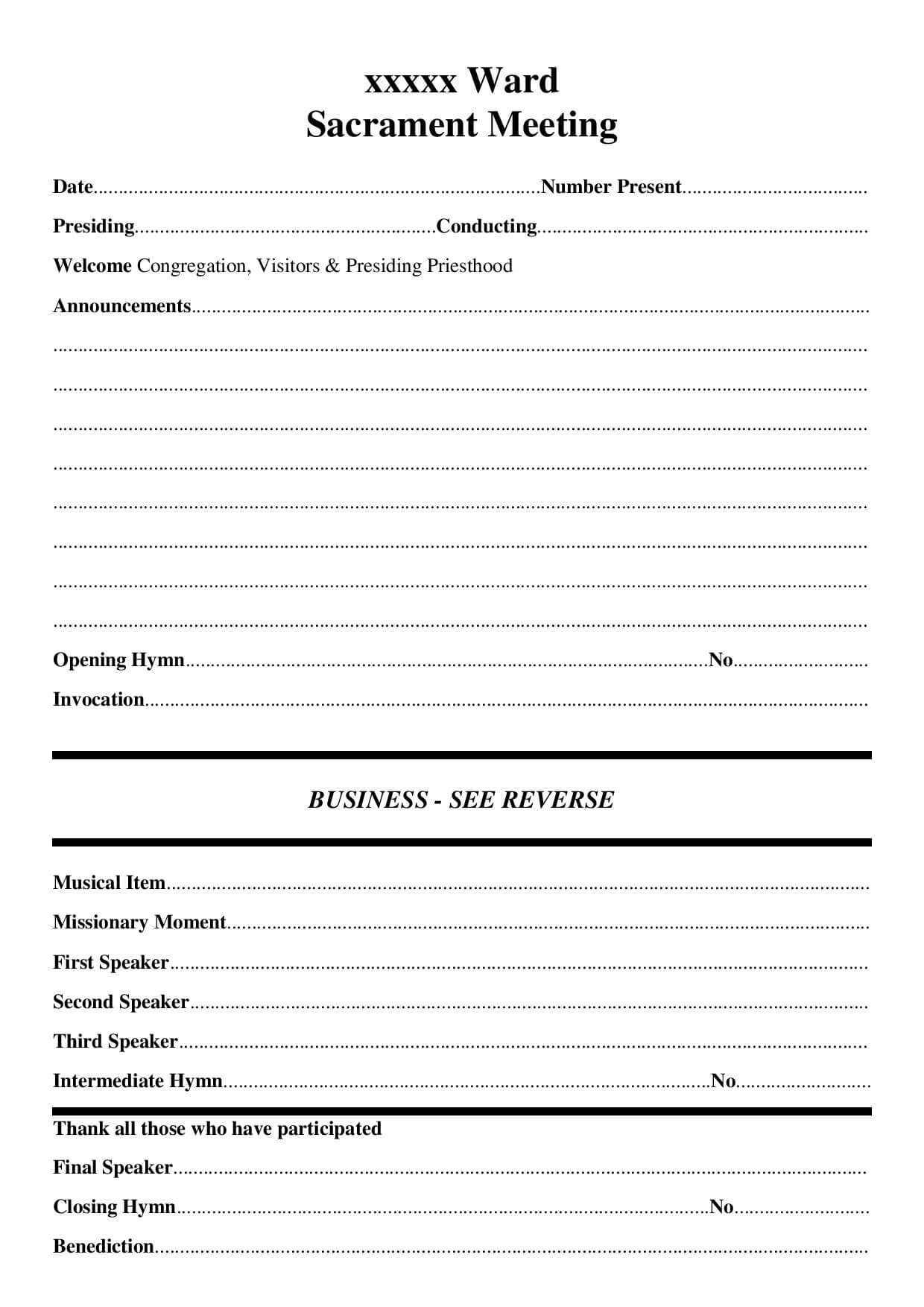 Lds Sacrament Meeting Program Template Best Template Ideas