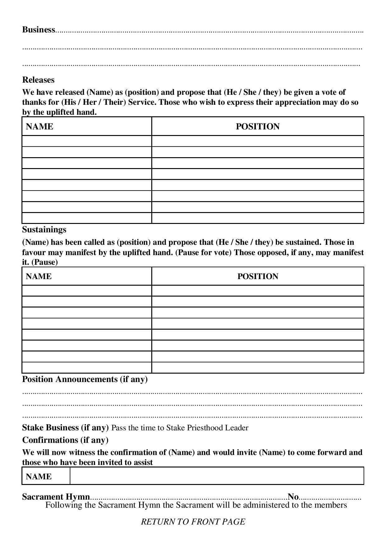 Lds Sacrament Meeting Program Template