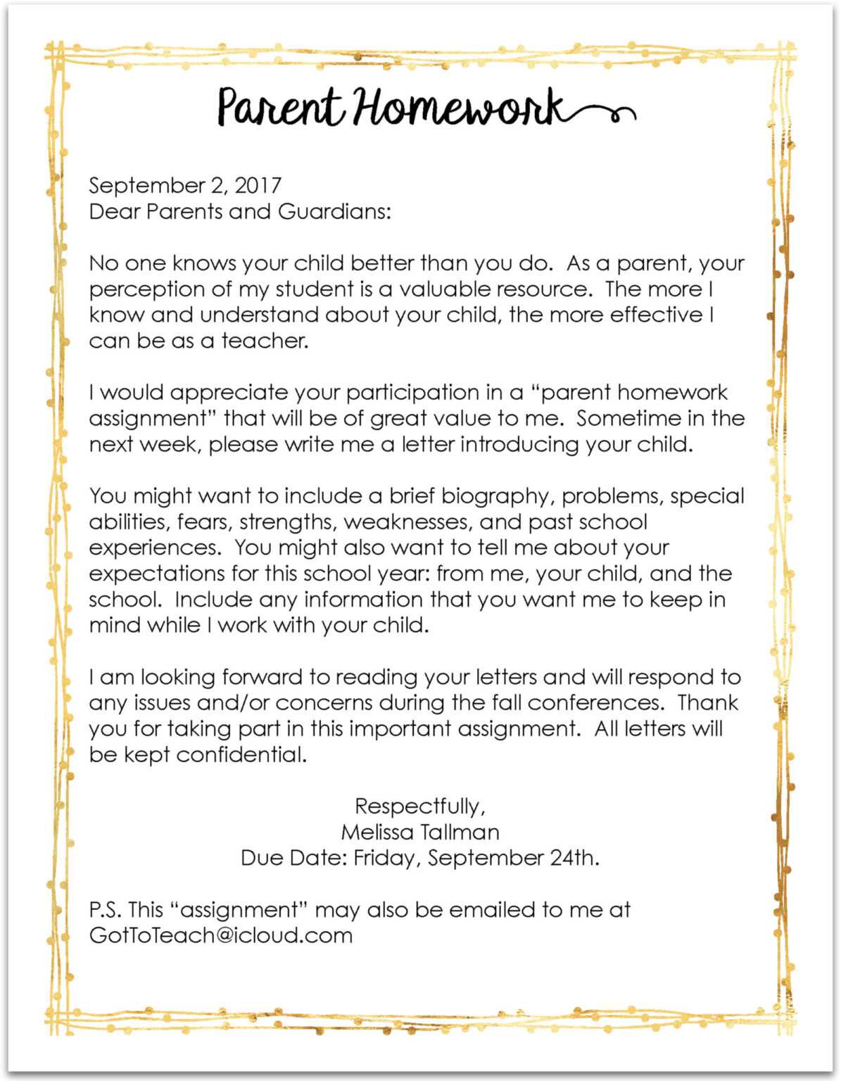 Teacher Parent Letter Firuse rsd7 Within Letters To Parents From Teachers Templates Best 